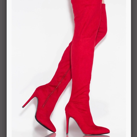 Shoes | Thigh High Red Boots | Poshmark